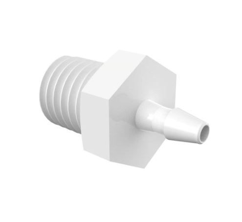 B-EA-100027-WN Adapter 1/4-28 UNF Thread x 1/16 Barb in White Nylon