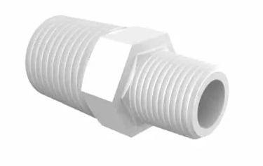 B-ER-100020-NK7 Conversion Nipple 1/4 NPT x 1/8 NPT in Natural Kynar 740