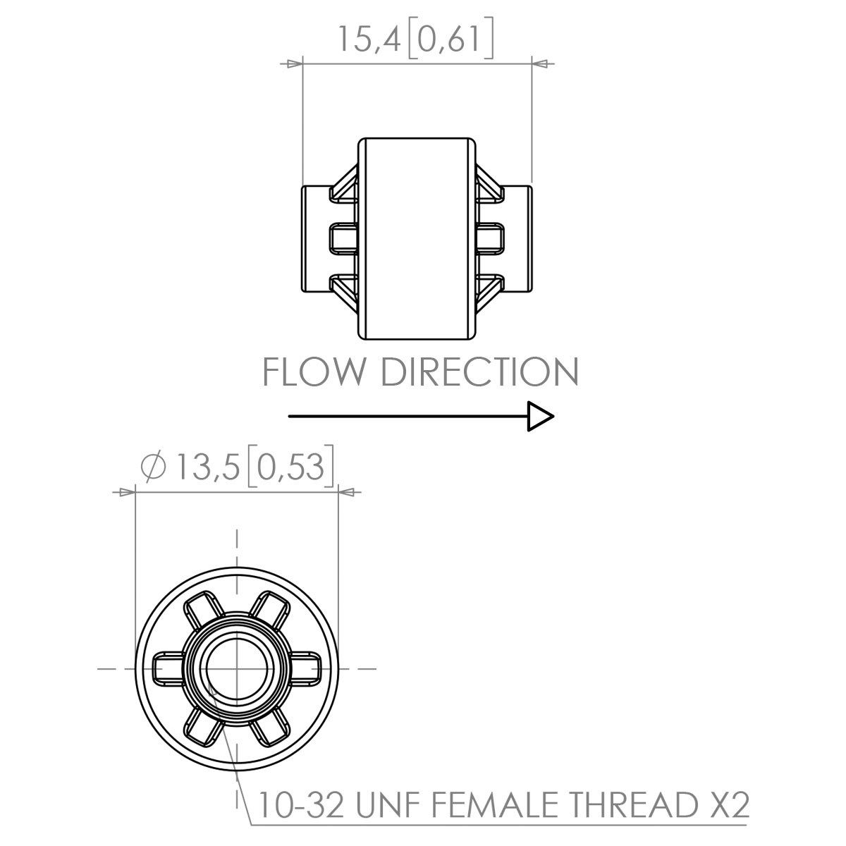 B-WC-100027-PS Check Valve 10-32 UNF Female Thread - Polysulfone