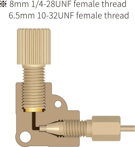 B-RP-304001-PK-NA PEEK Female 2 * 1/4-28 UNF Thread L-Adapter - 0.8mm ...