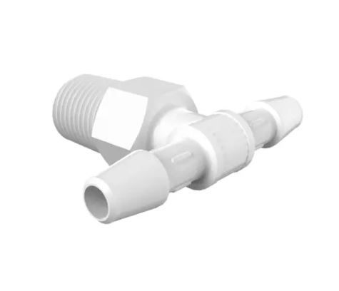 B-ET-100022-NK7 Natural Kynar 740 Tee 1/8 NPT x 3/16 Barb